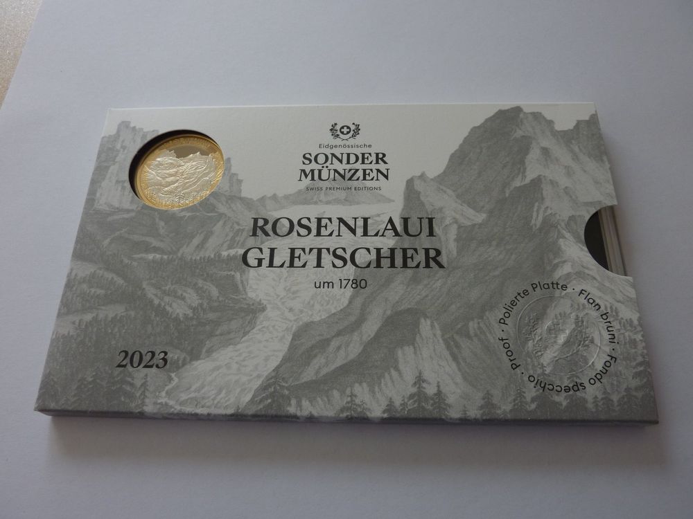 Schweizer Münzsatz : Rosenlauigletscher 2023,Polierte Platte (Neu und originalverpackt) in ...
