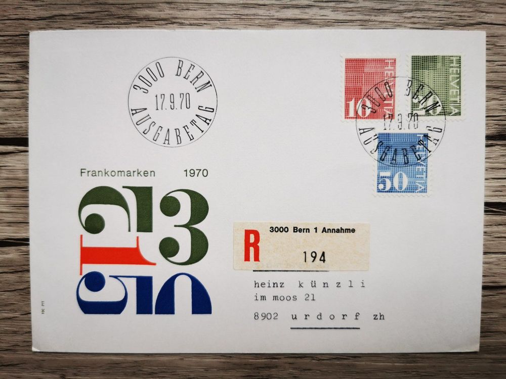 E34 Enveloppe + Timbre Suisse 1970 (Gebraucht) in Cousset für CHF 0.65 – mit Lieferung auf ...