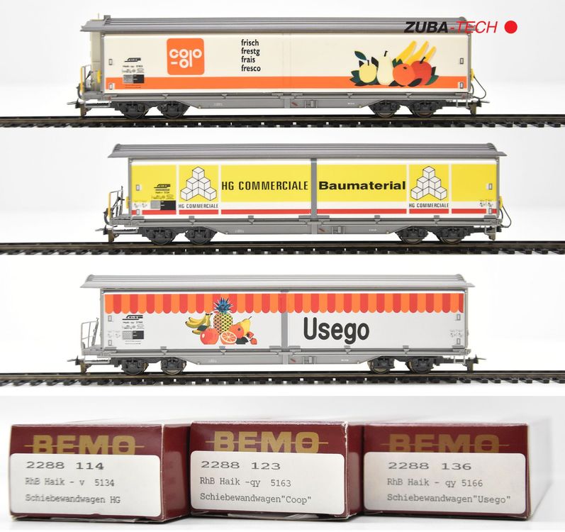 Bemo 3x Schiebewandwagen der RhB H0m GS mit OVP (Gebraucht) in St. Gallen für CHF 196 – mit ...