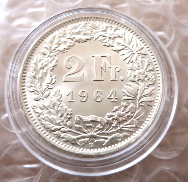 TOP: Sammlersmünze 2 Franken 1964 Silber in Stempelglanz | Kaufen auf Ricardo