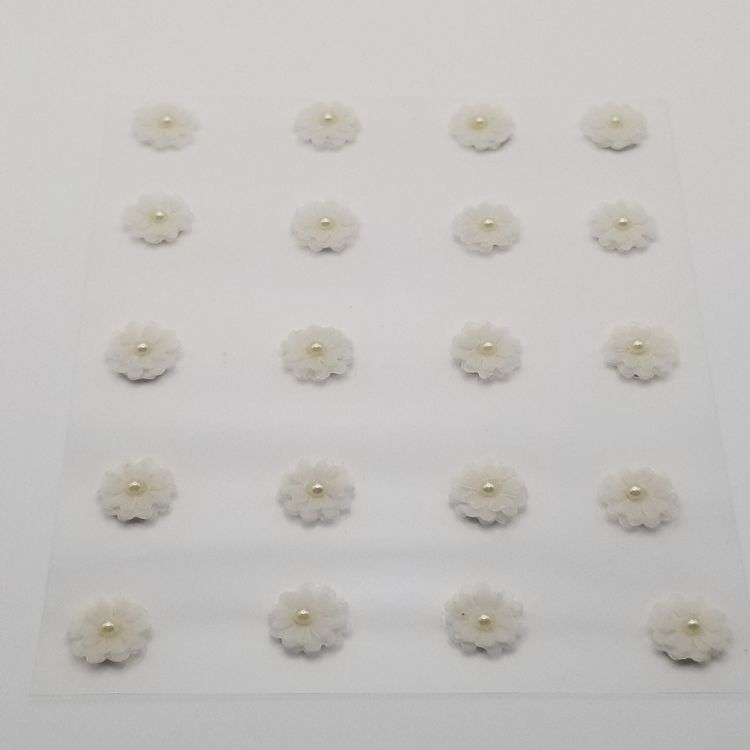 20 weisse Pergament-Blüten mit Perlen und Klebepunkt (Neu und ...