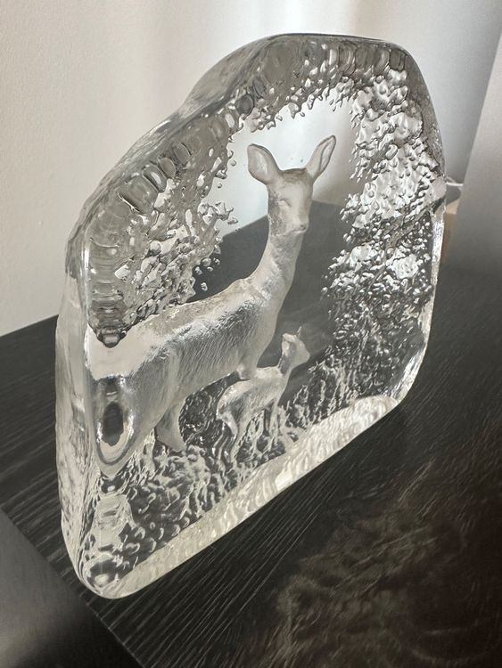 Mats Jonasson Crystal Glas Skulptur Reh mit Kitz signiert | Kaufen auf ...