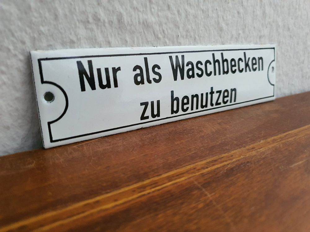 Emailschild Vorsicht Achtung WC Bahn Zug Tram Emaille Schild | Kaufen auf Ricardo