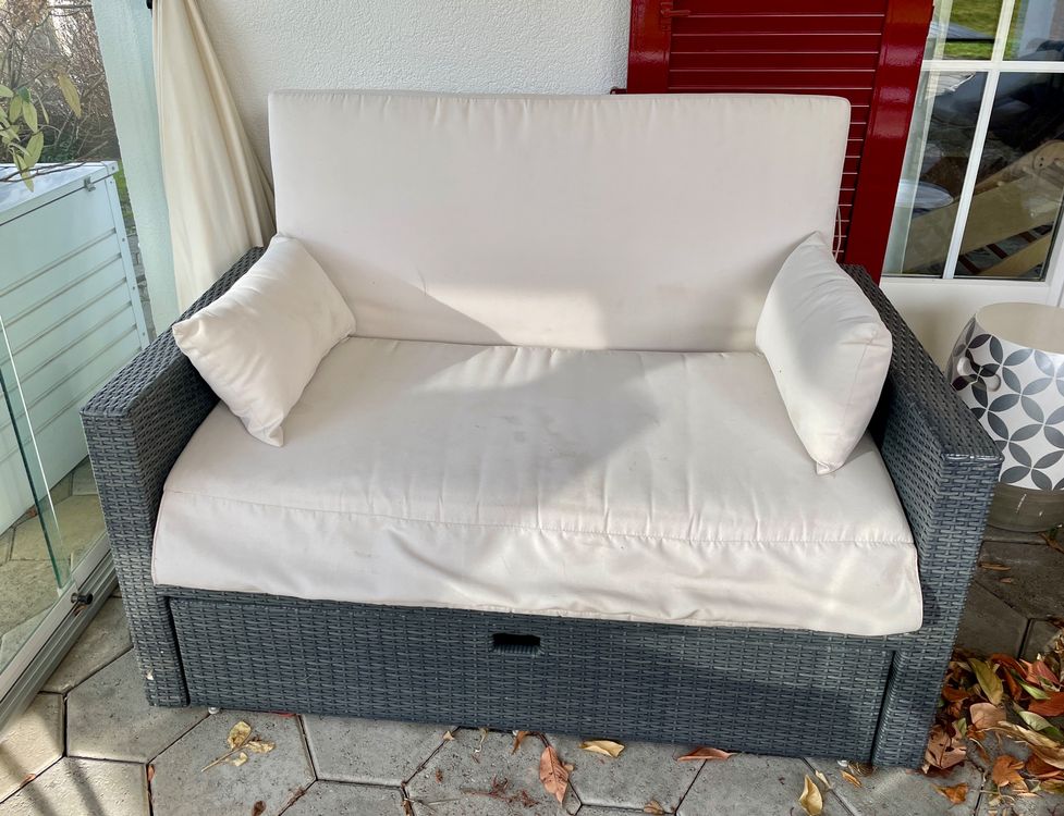 Outdoor Couch Liegefunktion 2.5 Pers. Rattan grau (Gebraucht) in ...