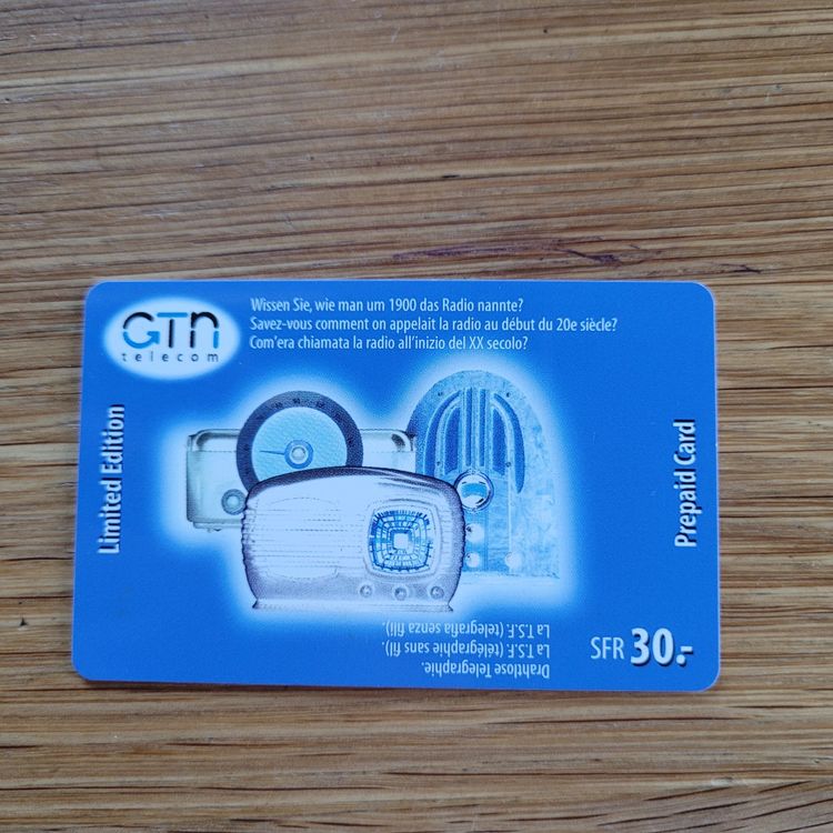 Carte Téléphonique GTN Télécom (Gebraucht) in Biel/Bienne für CHF 1 ...