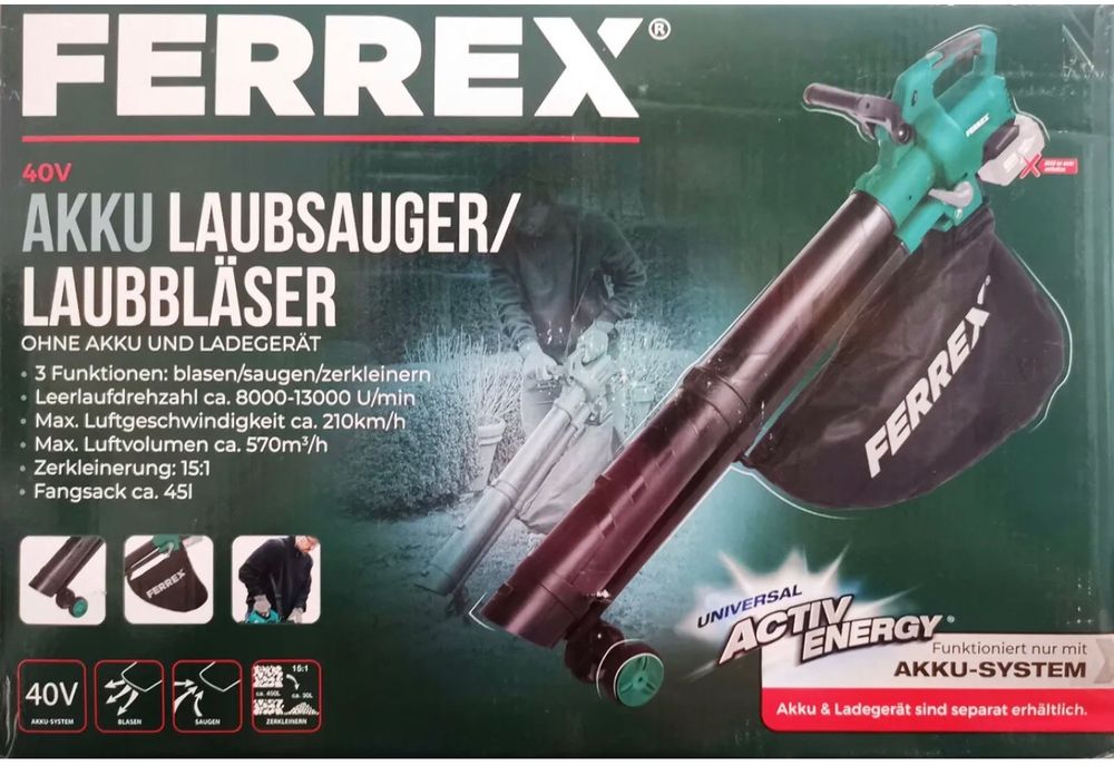 + FERREX Akku Laubsauger Laubbläser Häcksler Schredder (Neu und ...