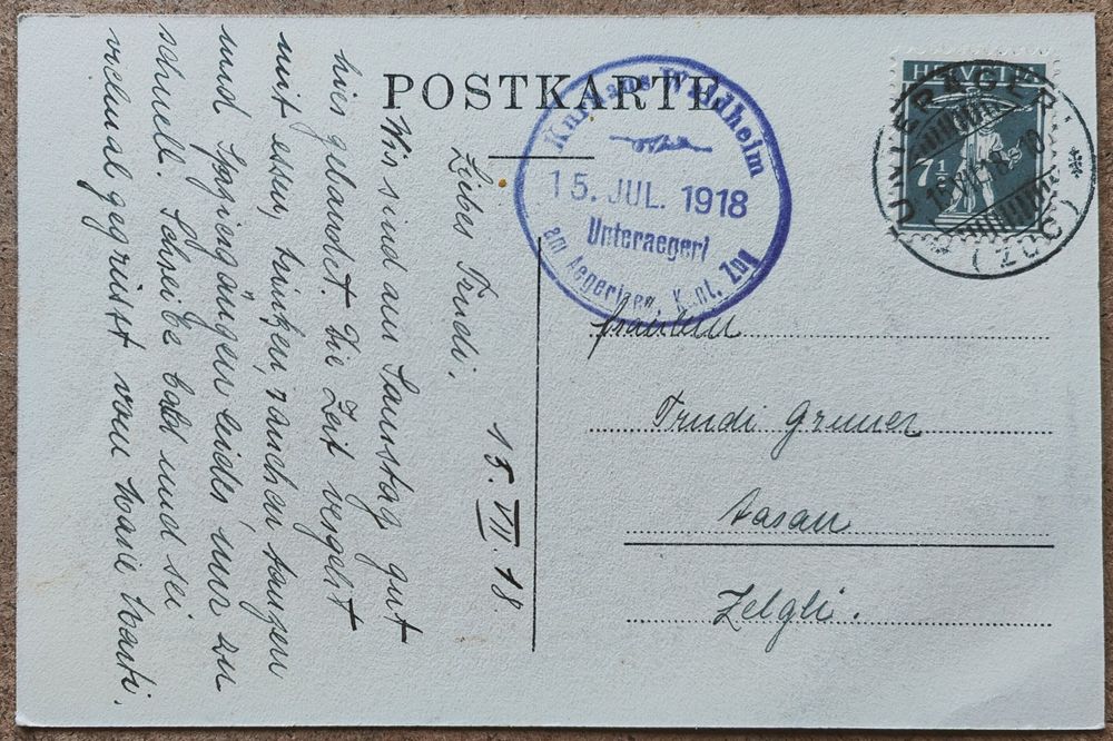 Unterägeri See «Kurhaus Waldheim 1918, 2 Bild AK; Trüb Aarau (Gebraucht) in Aarburg für CHF 7 ...