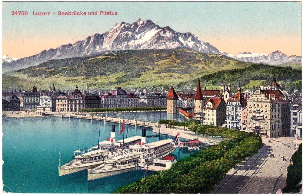 LUZERN - Seebrücke & PILATUS (und SCHIFFE)!!! ca. 1910 (LU) (Gebraucht ...