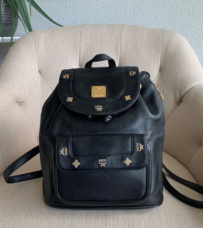 Original MCM Bagpack Leder Schwarz Goldhardware | Kaufen auf Ricardo