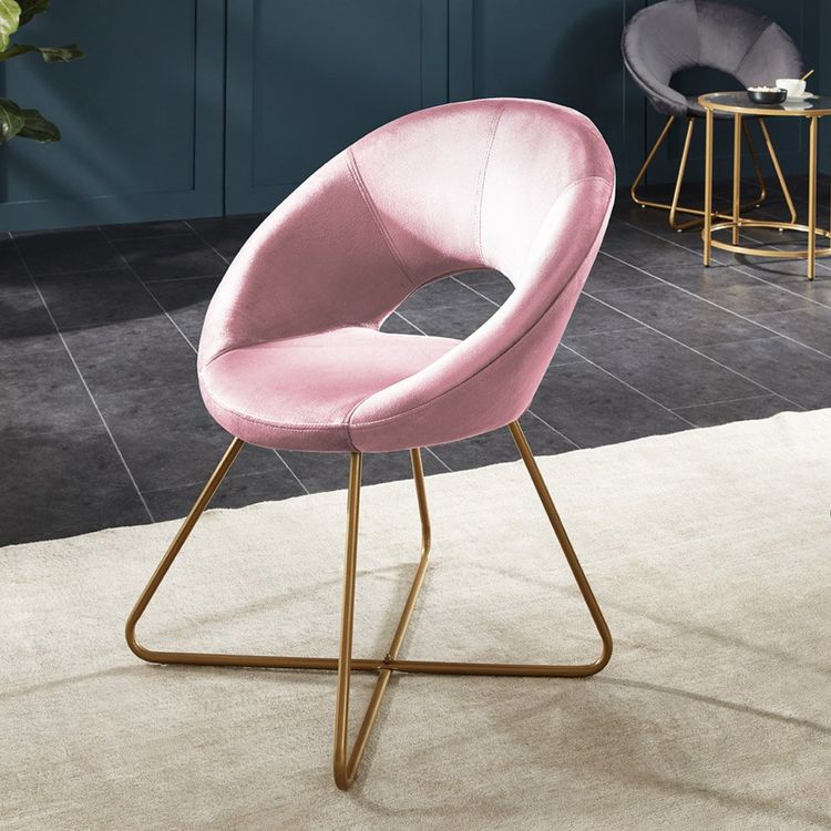 18206 - Samtstuhl SILVIA Stuhl Sessel 72x58x44 Rosa (Neu und ...