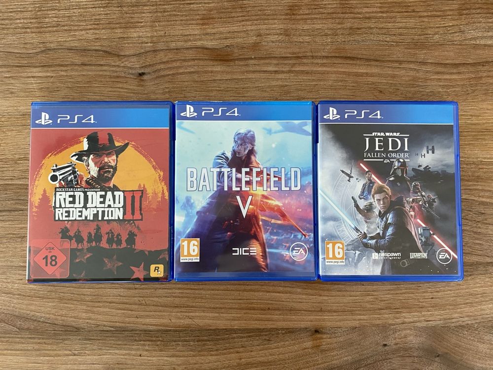 3 PS4 Games Red dead redemption 2, Battledield V, Star Wars (Gebraucht ...