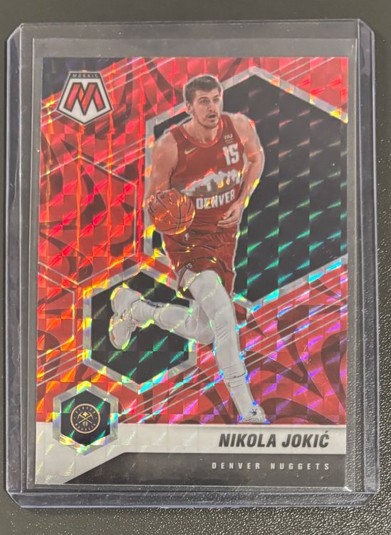 NBA Nikola Jokic 2020-21 Mosaic Reactive Red Parallel Card (Neu (gemäss ...