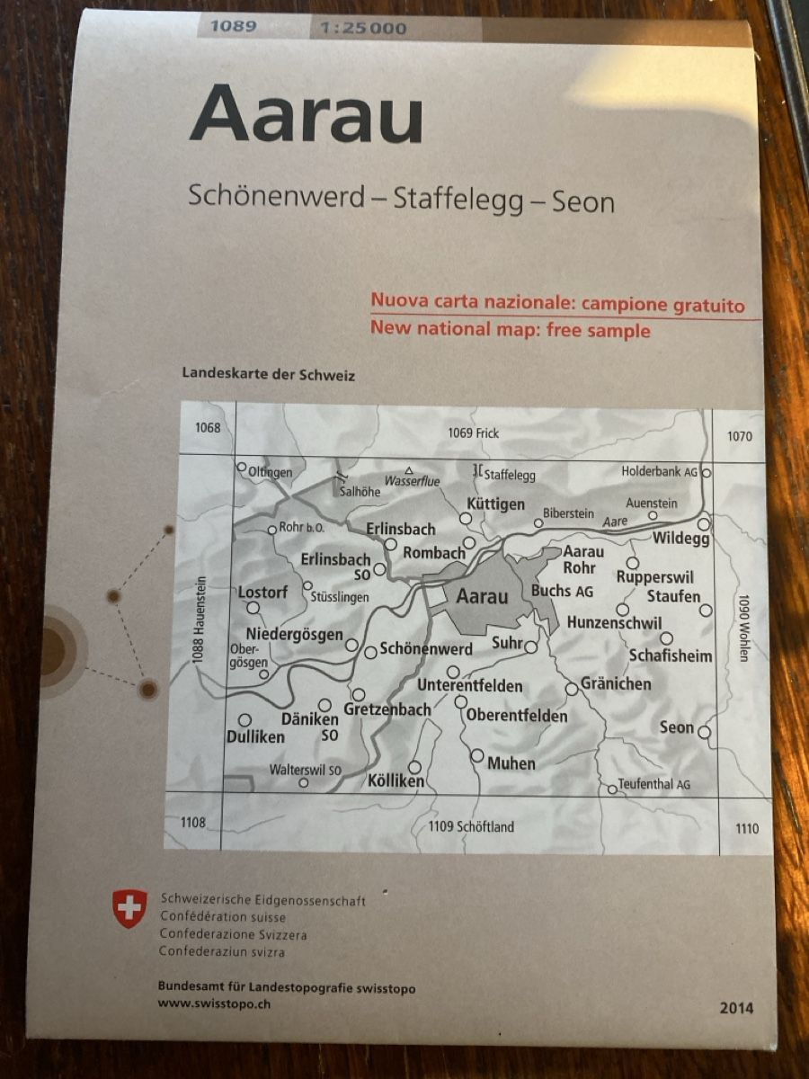 Carte nationale de la Suisse 1089 1:25000 Aarau (D'occasion) à Le ...