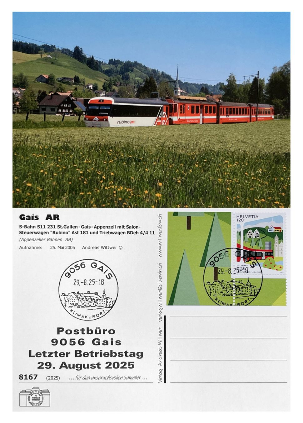 Gais Appenzell Letzttag Post Bahn AB SGA Ast 181 BDeh 4/4 (Neu (gemäss ...