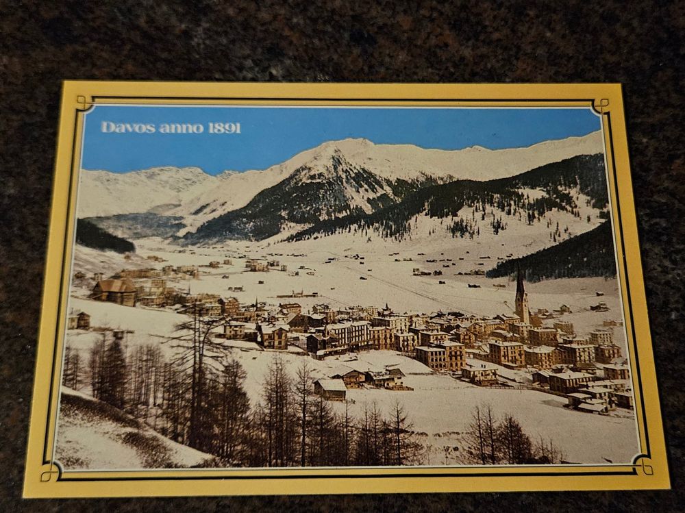 Davos Postkarte anno 1891 Winter Schnee Schweiz Rarität | Kaufen auf ...