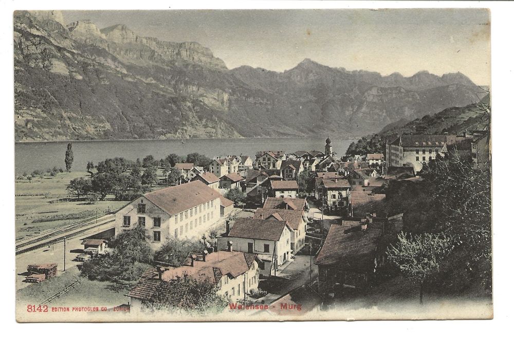 Murg am Walensee (SG) Dorfpartie - Fabrik - Hand col. - 1910 | Kaufen auf Ricardo