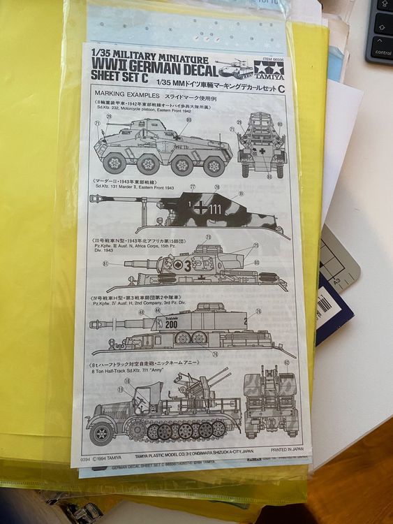 1/35 WWII GERMAN DECAL SHEET SET C DECALS (Gebraucht) in MÜHLEDORF/SO ...
