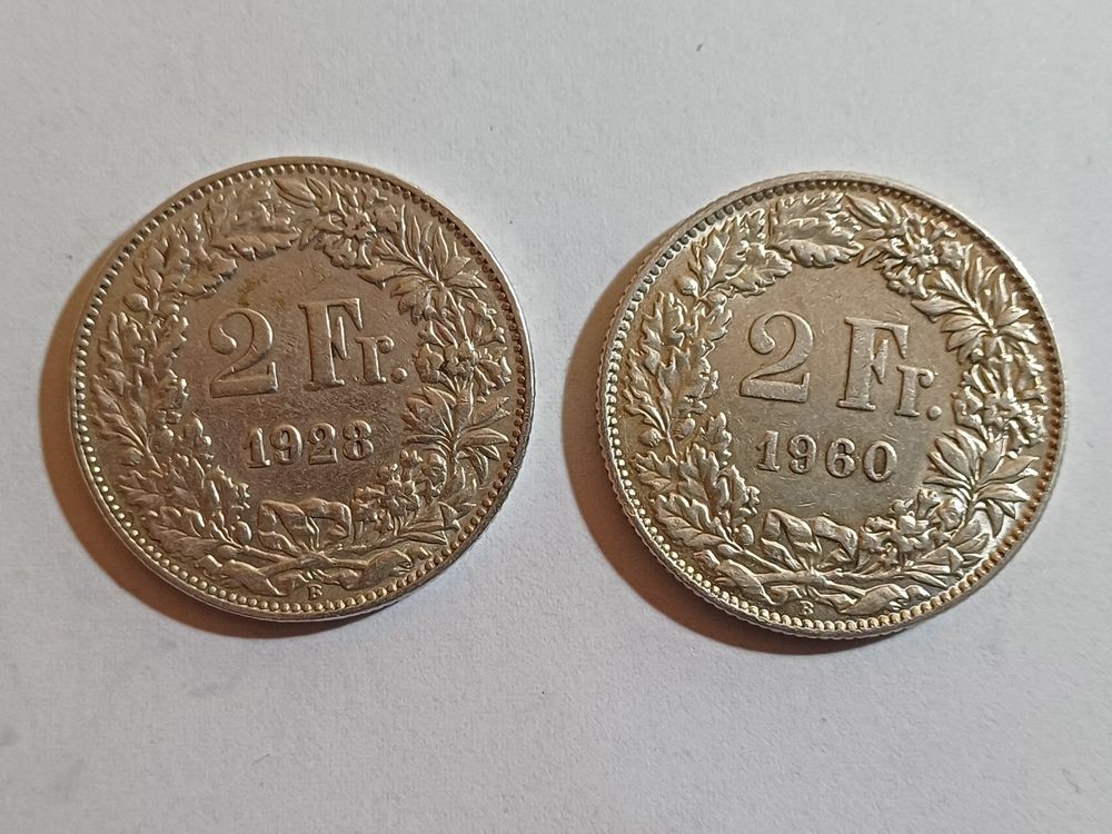 2 seltene 2 Franken Münzen 1928/ 1960 ab 1.- | Kaufen auf Ricardo