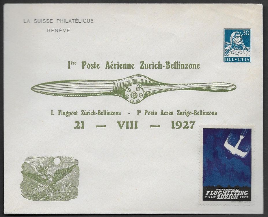 1927 GS Brief illust. 30c. Zürich-Bellinzona Vignette ab 1.- | Kaufen ...