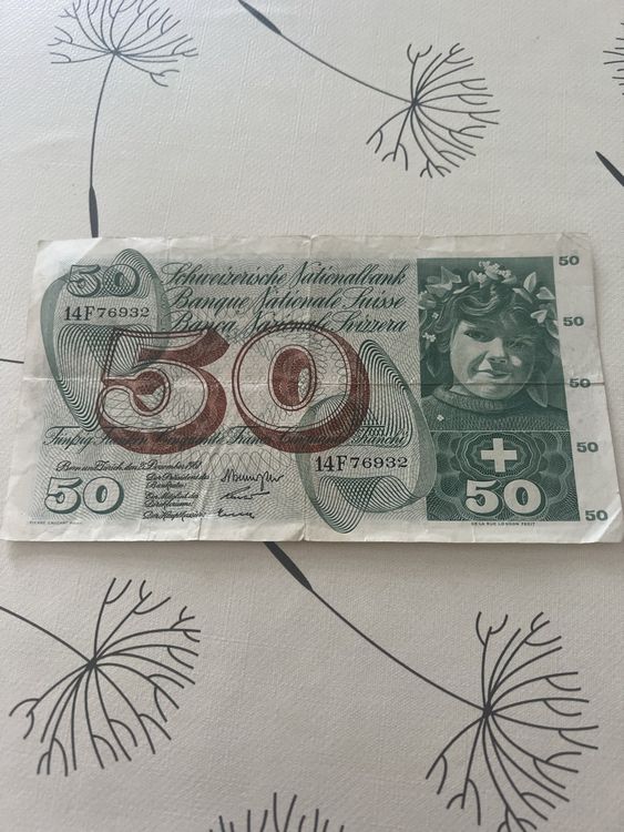 50 Schweizer Franken Banknote 21 Dezember 1961 (Gebraucht) in Unterägeri für CHF 20 – mit ...