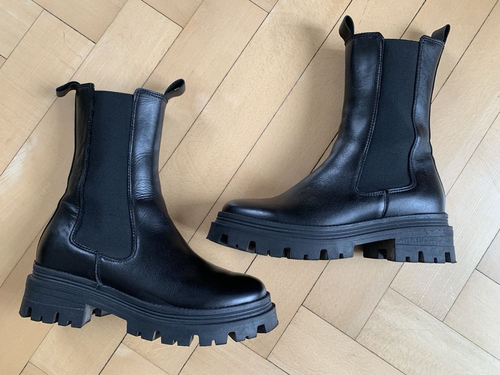 Schwarze Chelsea Boots/Stiefel aus Leder, Gr. 39 | Kaufen auf Ricardo