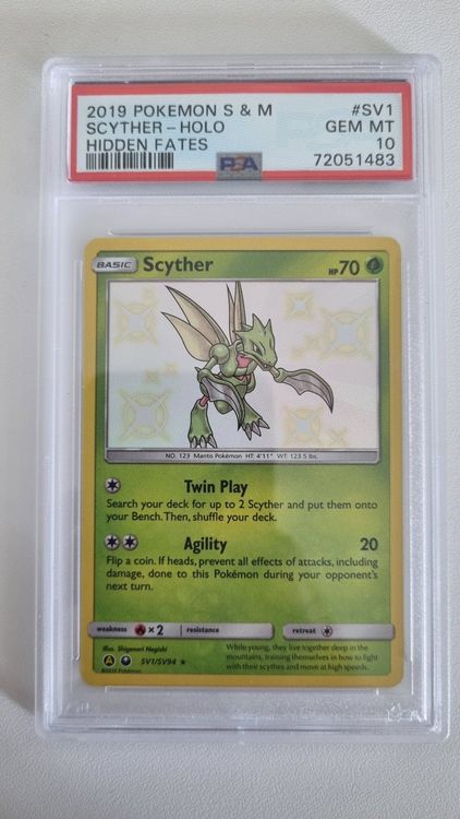 PSA 10 2019 Pokémon Scyther Holo SV1 (Hidden Fates) GEM MINT | Kaufen ...