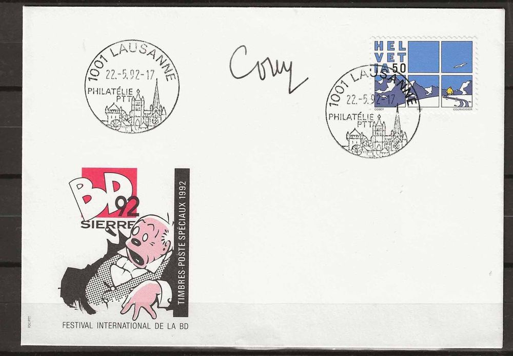 F0828 - Comic Cosey sur lettre signé Cosey | Kaufen auf Ricardo