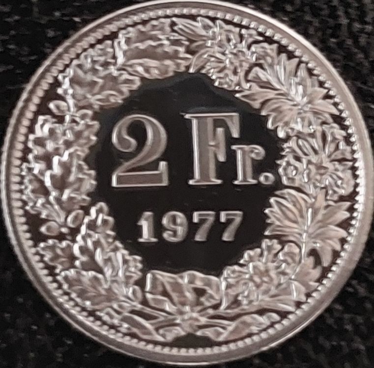 2 Franken 1977 pp / aus Münzsatz / in einer Münzkapsel (Neu (gemäss Beschreibung)) in Arch für ...