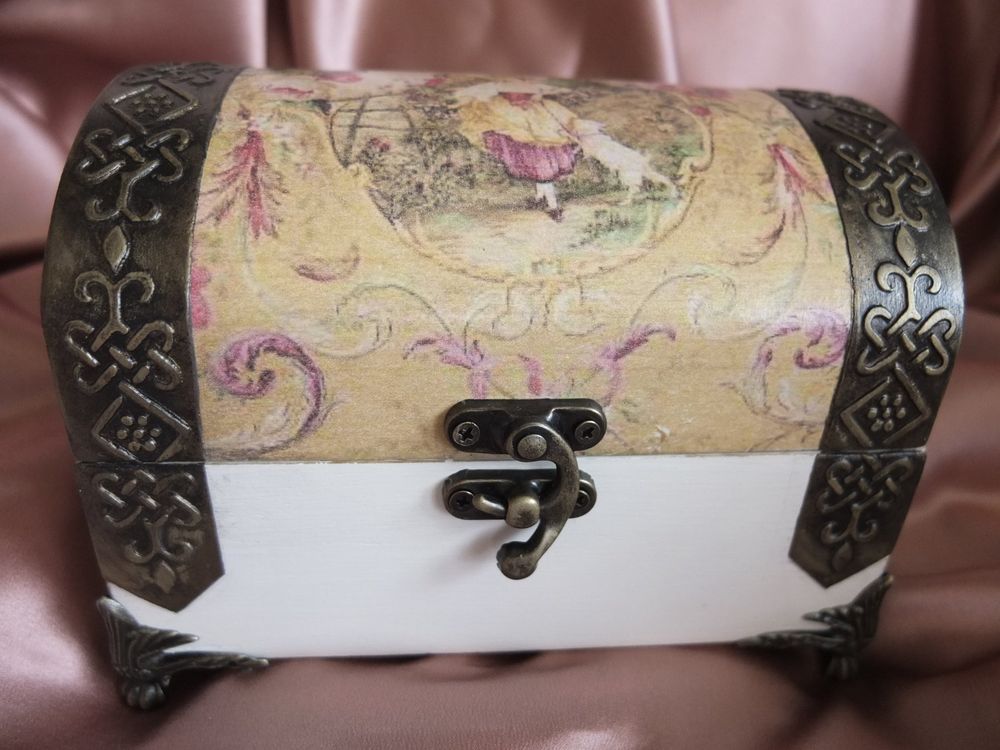 Kästchen/Schatulle mit Bild Holz Beschläge Vintage-Look (Gebraucht) in ...
