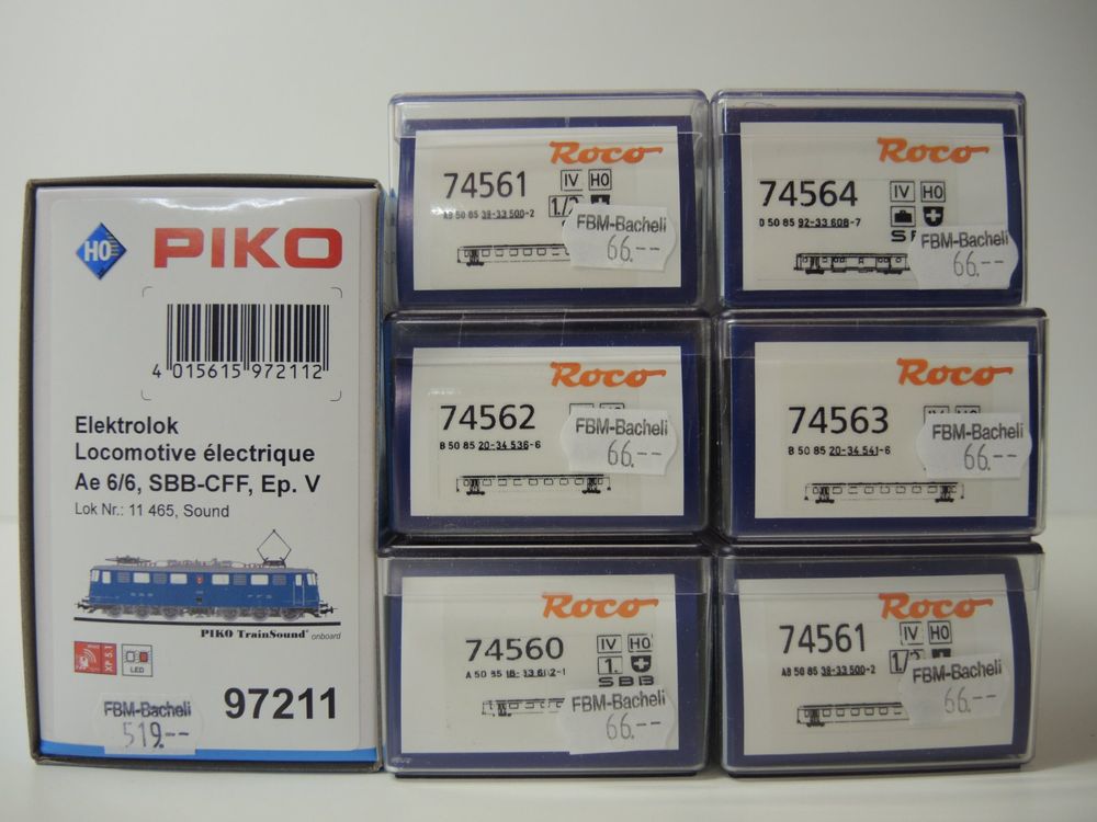 Z18: Piko SBB Ae 6/6 DC Sound 11465 mit Personenwagen | Kaufen auf Ricardo