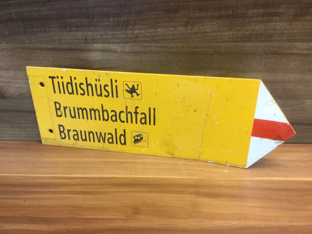 Altes Wanderwegschild Tiidishüsli Brummachfall Braunwald (Gebraucht) in ...