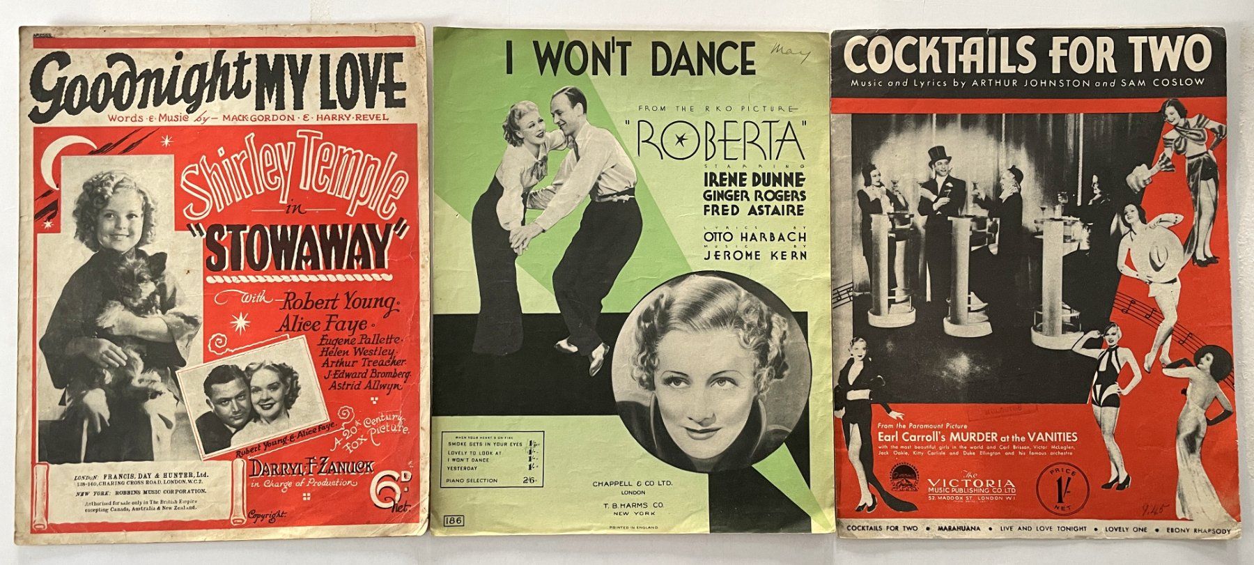 3 Notenblätter - Shirley Temple, Ginger Rogers, Fred Astaire (Gebraucht ...