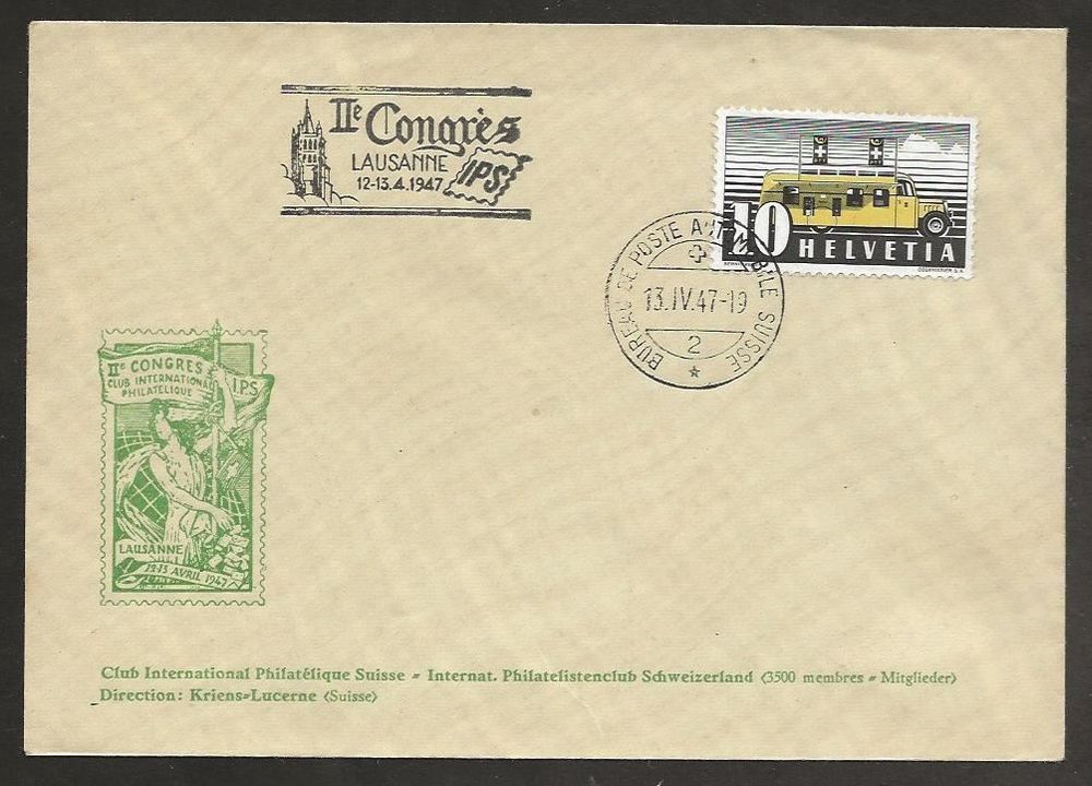 1947 10 Rp Brief mit Signet UPU 1900 (Gebraucht) in Arlesheim für CHF 1 – mit Lieferung auf ...