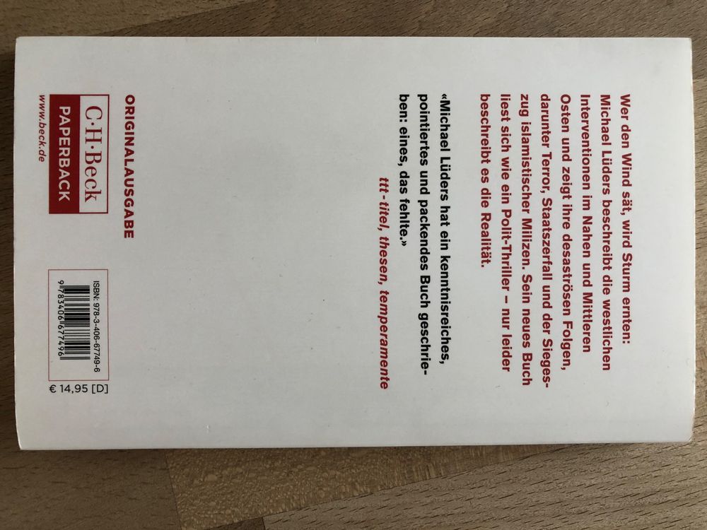 Wer den Wind sät (westl. Politik im Orient) - Michael Lüders (Gebraucht ...