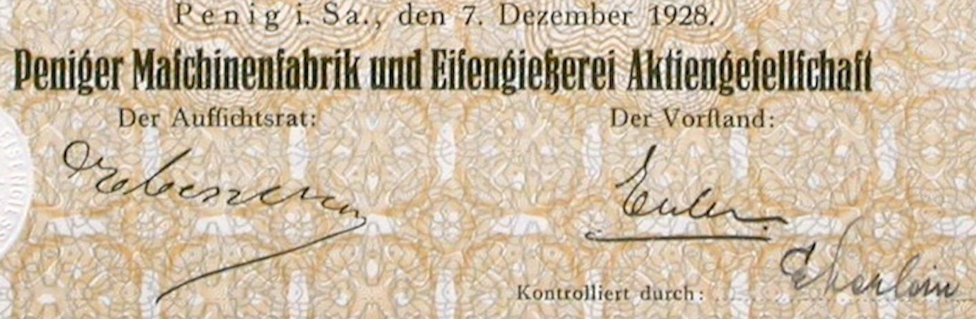 Peniger Maschinenfabrik und Eisengiesserei AG, Penig - 1928 (Gebraucht ...