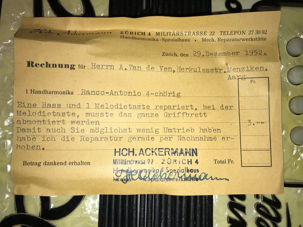 Handorgel "Ranco Antonio Kercelli", Alt. (Gebraucht) in Buchrain für ...