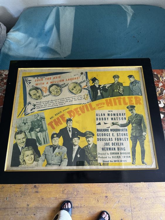 Vintage framed "The Devil with Hitler" Movie Poster 1942 USA (Gebraucht ...