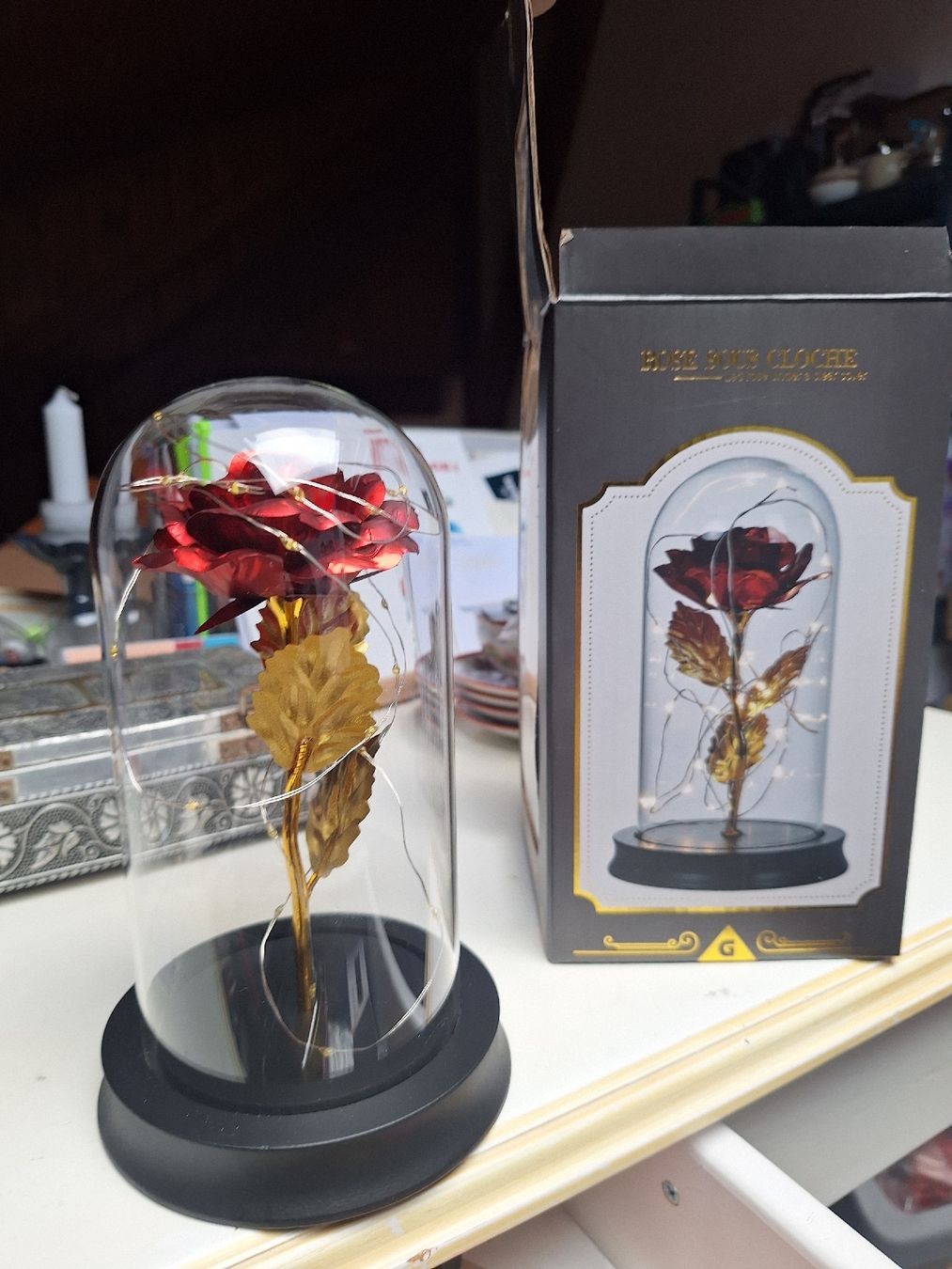 Rose sous cloche lumineuse - Déco romantique 🌹 (Neuf (Voir description ...