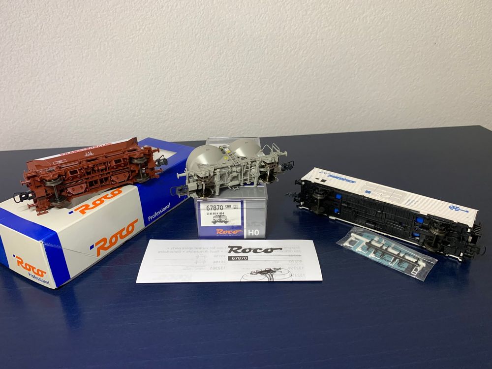 SBB CFF FFS + SNCF * 3x wagons marchandises ROCO (Neu (gemäss ...