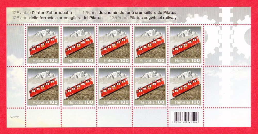 2014 Kleinbogen Pilatusbahn 10x1Fr. ** Postfrisch ** (Neu (gemäss Beschreibung)) in Adliswil für ...