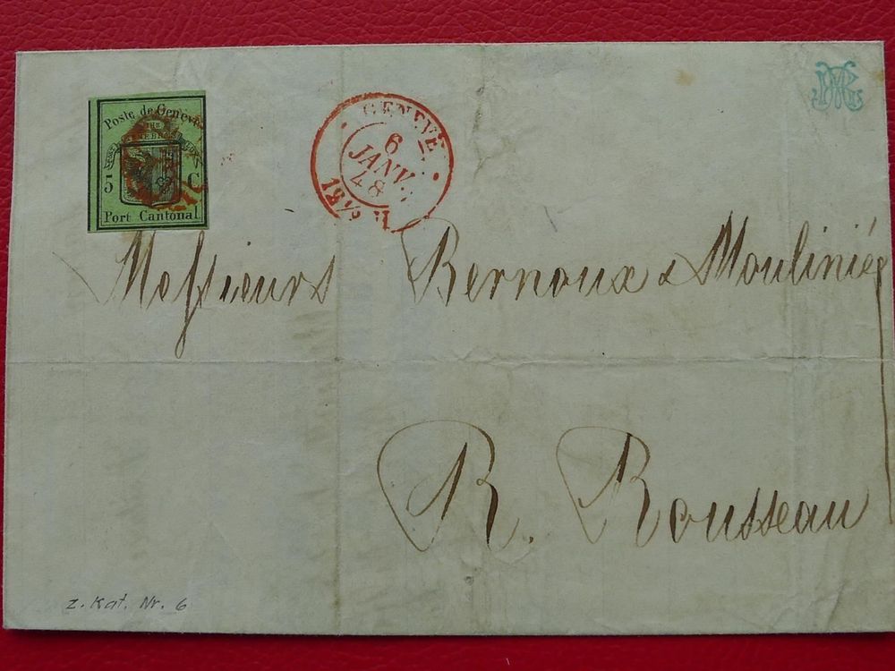 GROSSER ADLER, Nr.6 sauberer Brief von GENF, 4'900.-+ ATTEST (Gebraucht ...