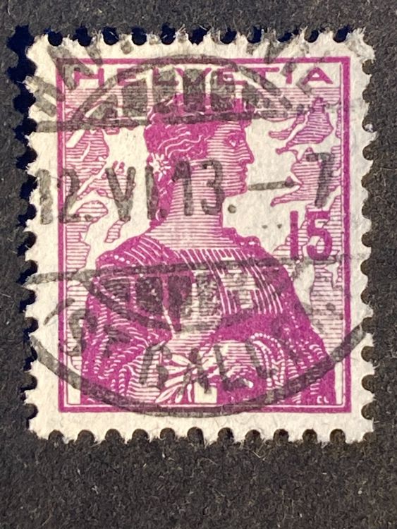 Schweiz 1913 Helvetia 15 Vollstempel RAPPERSWIL 12.VI.13 (Gebraucht) in Liestal für CHF 1 – mit ...