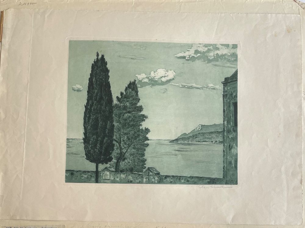 Antike Collorierte Radierung Landschaft Signiert | Kaufen auf Ricardo