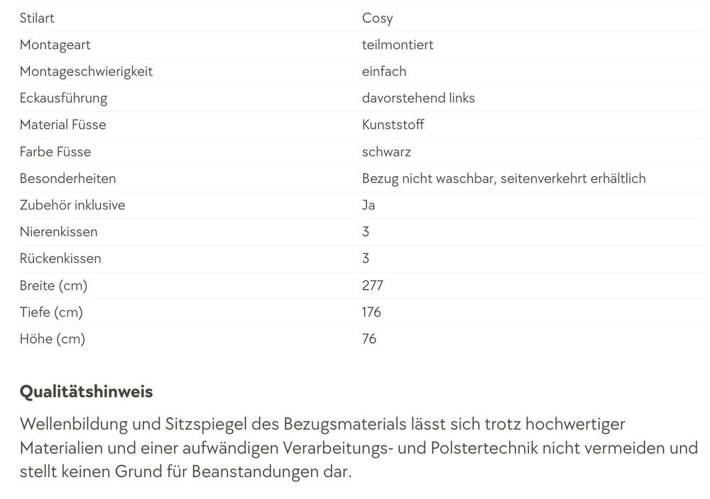 Pfister Sofa (Eckgarnitur links anthrazit) (Gebraucht) in Affoltern am ...
