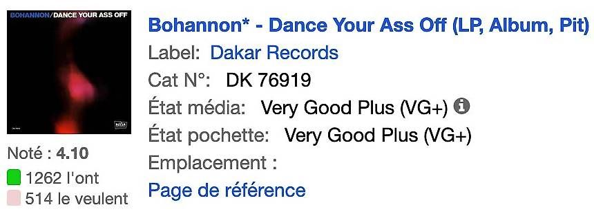 Bohannon - Dance Your Ass Off (LP, Album, Pit) (D'occasion) à St-Aubin ...