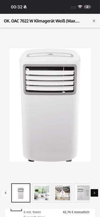 Mobiles Klimagerät OK. OAC 7022 W CH – 7000 BTU – Garantie (Gebraucht ...