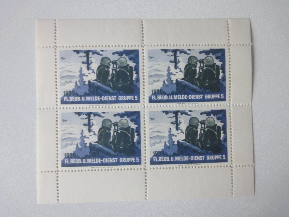 84.) Viererblock 1939 - Flieger.Beob.u.Melde-Dienst Gruppe 5 (Gebraucht) in Winterthur für CHF 3 ...