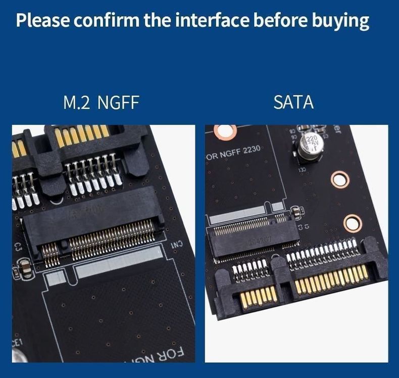 M.2 SATA Adapter 22-Pin(7+15) SATA III NGFF M.2 SATA-Based | Kaufen auf Ricardo