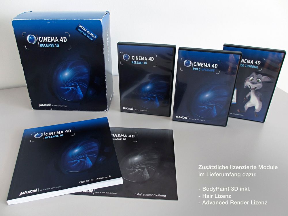 3D Software Maxon Cinema 4D R10.5, inkl. 2 opt. Module (Gebraucht) in ...