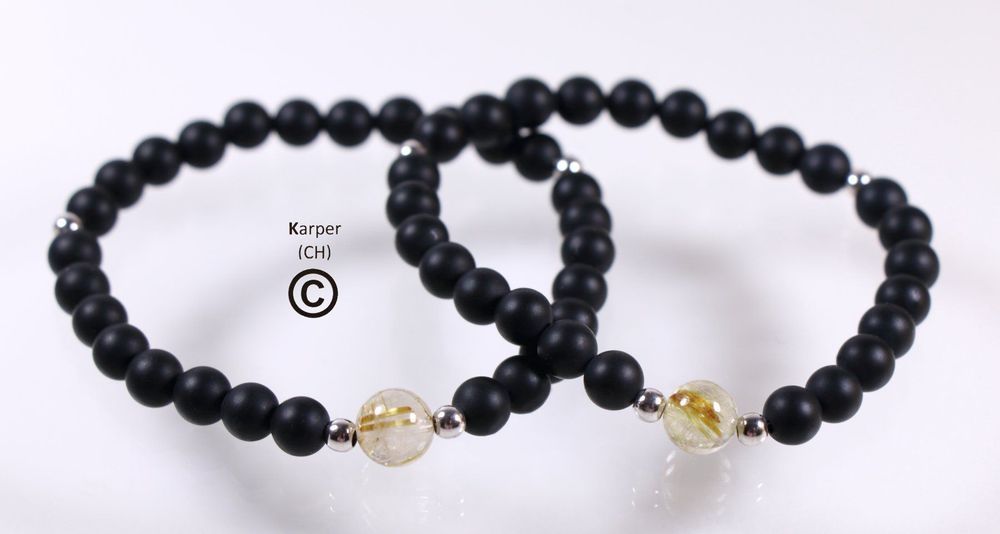Armband Onyx, Gold Rutil Bergkristal /Cristal de roche, x 1 | Kaufen auf Ricardo